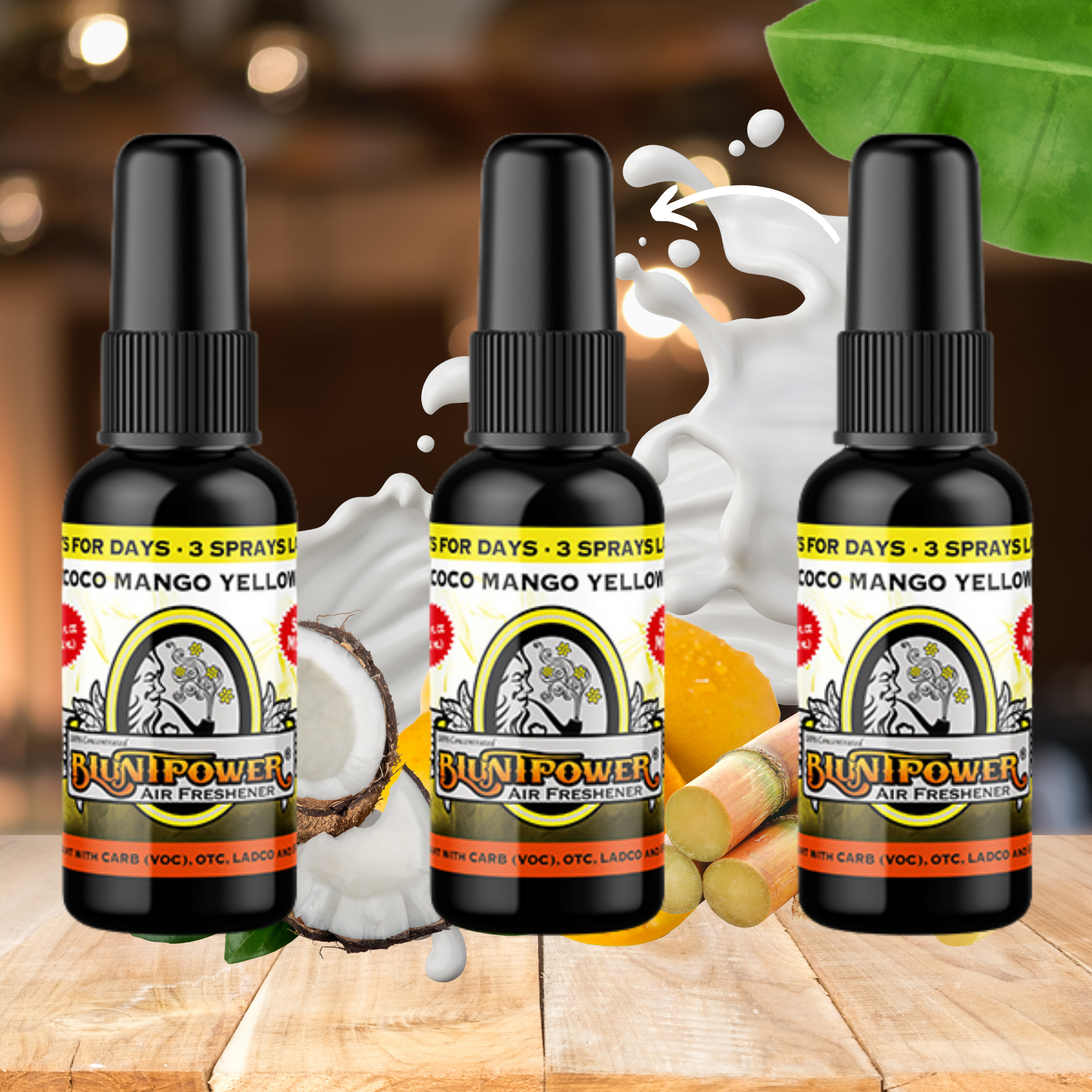 Coco Mango Yellow Spray Air Freshener Bundle (3 Pack) – BluntPower Air ...