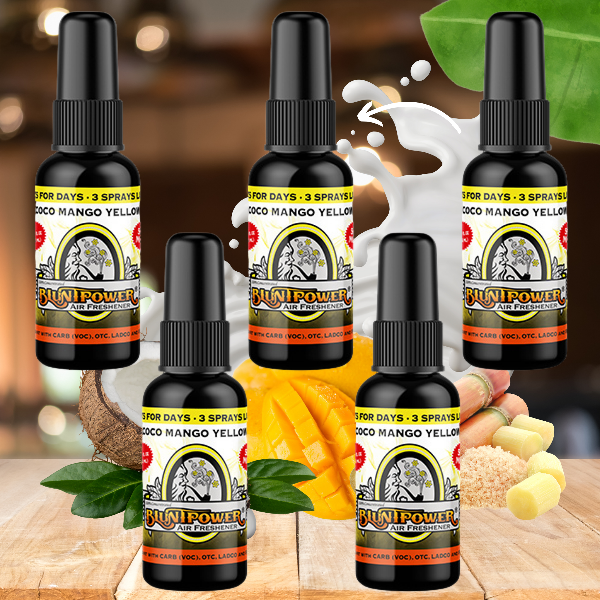 Coco Mango Yellow Spray Air Freshener Bundle (5 Pack) – BluntPower Air ...