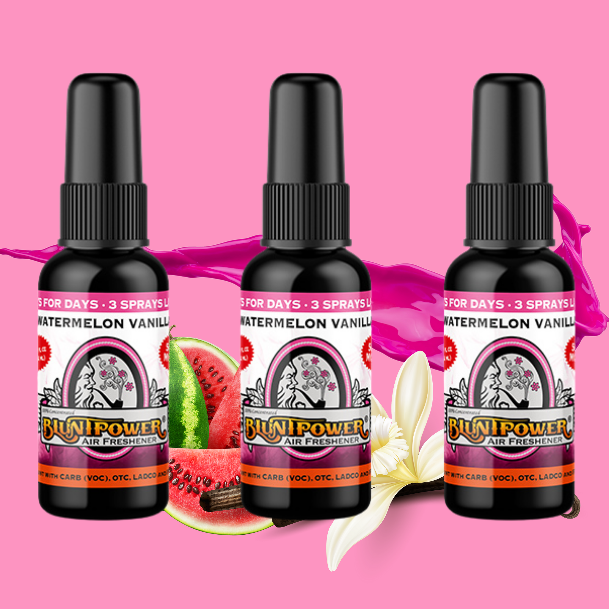 Watermelon Vanilla Air Freshener Spray Bundle (3 Pack) – BluntPower Air ...